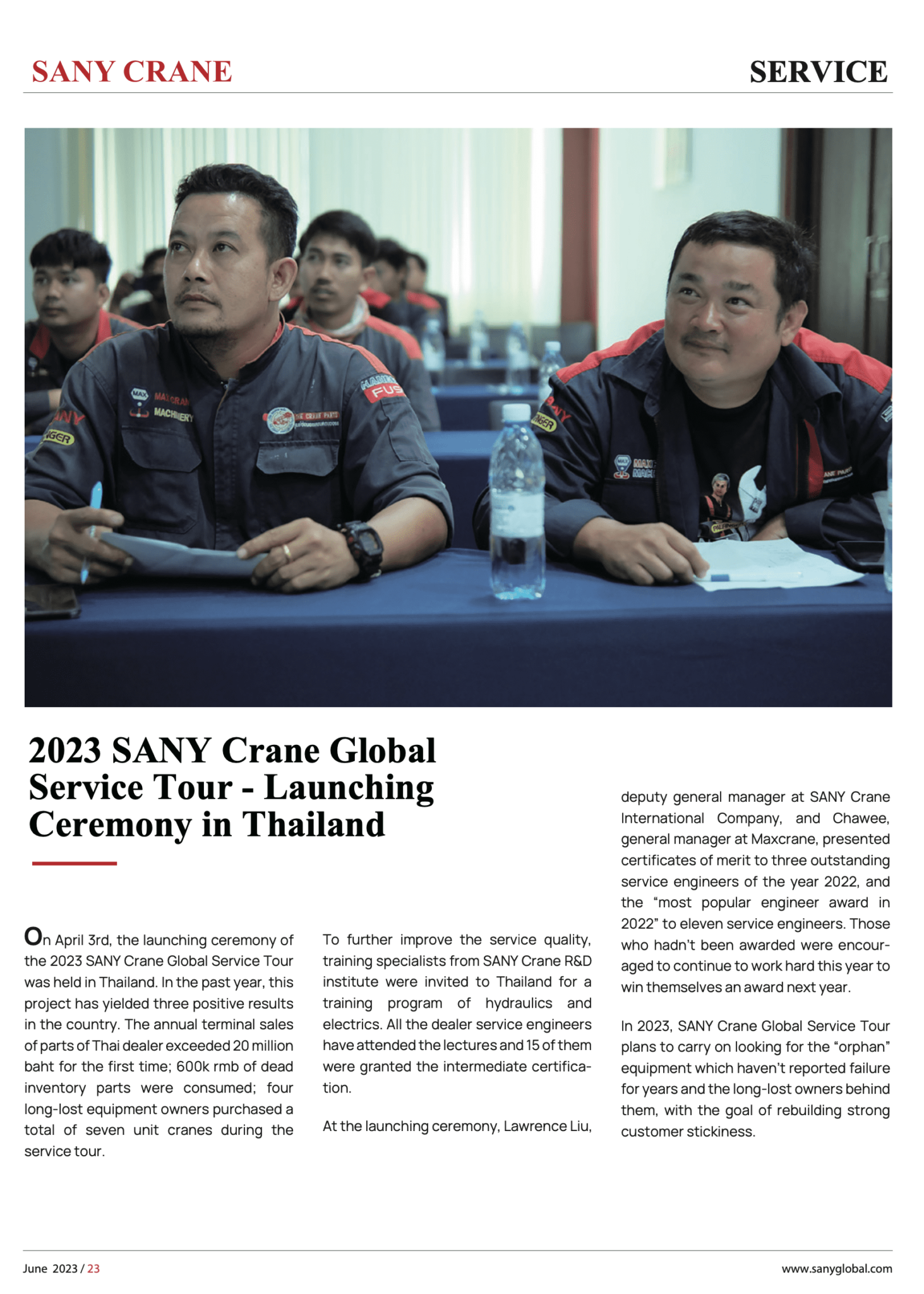 2023 SANY Crane global service tour - maxcrane